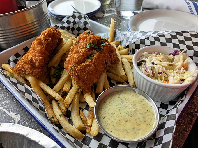 Fish and chips that would make a British pub jealous&mdash;golden-battered perfection with fries that deserve their own fan club.