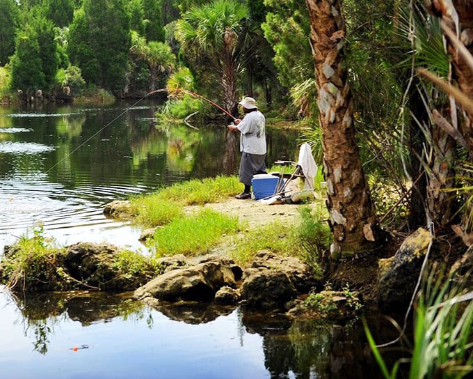 The patient angler, demonstrating that fishing isn't just a hobby&mdash;it's a masterclass in meditation with the occasional fish bonus.