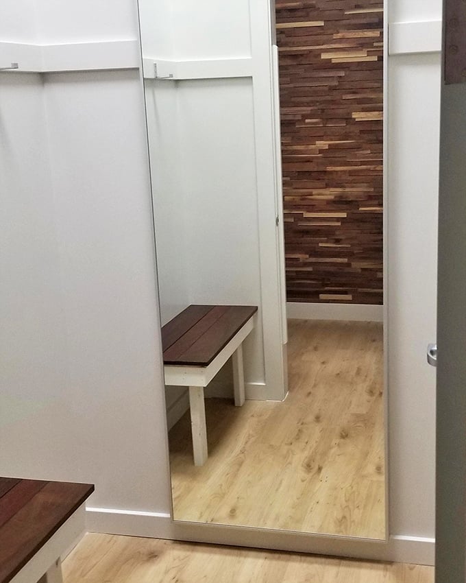 Fitting rooms that respect your dignity&mdash;clean, spacious, and mercifully well-lit. No more dressing room contortionist acts required.