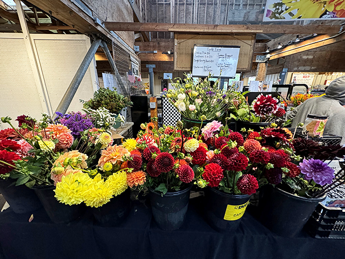 Nature's fireworks display in bucket form. These dahlias and chrysanthemums bring more color than a 1970s living room, with none of the shag carpet.