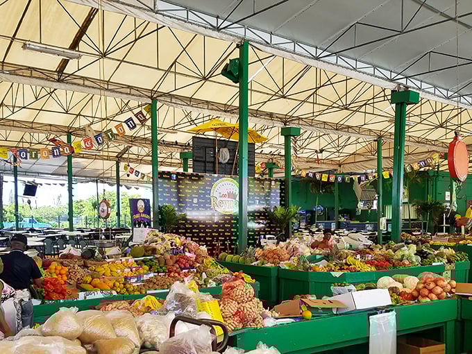 Farm-fresh produce that puts supermarket offerings to shame. A rainbow of fruits and vegetables arranged with the precision of edible artwork.