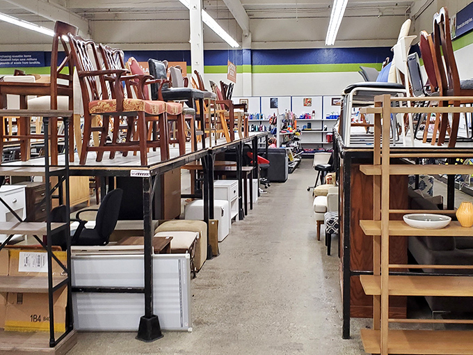 Furniture finds that span decades of design choices&mdash;from "grandma's dining room" to "college apartment chic" all in one aisle.