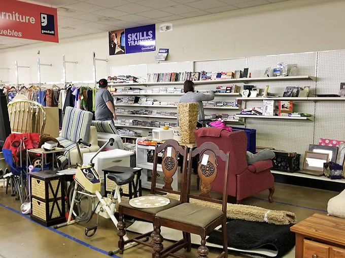 Furniture hunting at Goodwill is like archaeological digging for your living room. That wingback chair might have witnessed decades of family stories.