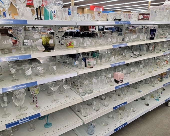 Crystal, glass, and stemware that would make your grandmother proud, all waiting for a second chance at hosting dinner parties.