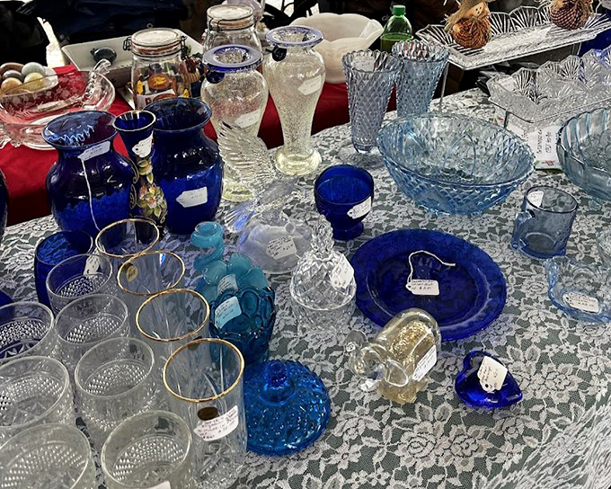 Depression glass heaven! These blueberry-hued beauties once gave Americans a splash of color during darker times. Now they're collectible gems.