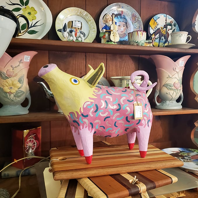 Meet the most flamboyant barnyard resident you'll ever encounter! This folk art pig with its 80s-inspired pattern would make even Martha Stewart crack a smile.
