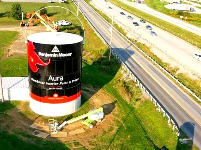Bird's eye view of America's obsession with supersizing. Even from above, this paint can commands attention along the Pennsylvania highway.