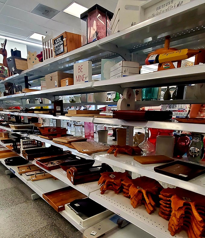 Wooden treasures and inspirational signs create the perfect backdrop for your next "accidental" home makeover. One shelf, infinite possibilities.