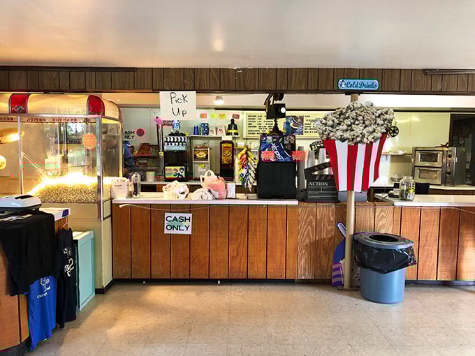 Behind the scenes, the concession counter waits to serve up classic treats that taste better under the stars somehow.