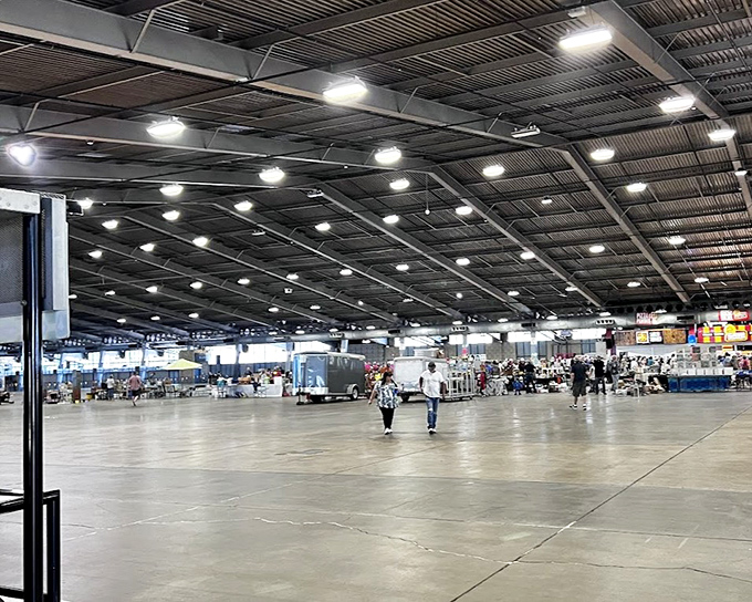 The calm before the bargain-hunting storm. This cavernous space will soon fill with shoppers armed with cash and the thrill of possibility.
