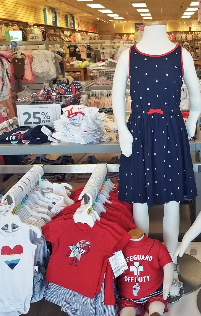 Tiny fashion at big discounts. Children's clothes somehow look even cuter when they're 40% off, making it impossible to resist those patriotic patterns.