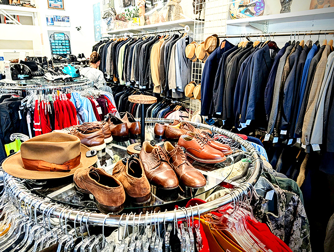 The men's section offers everything from everyday button-downs to the kind of suits that make you want to deliver dramatic monologues in elevators.