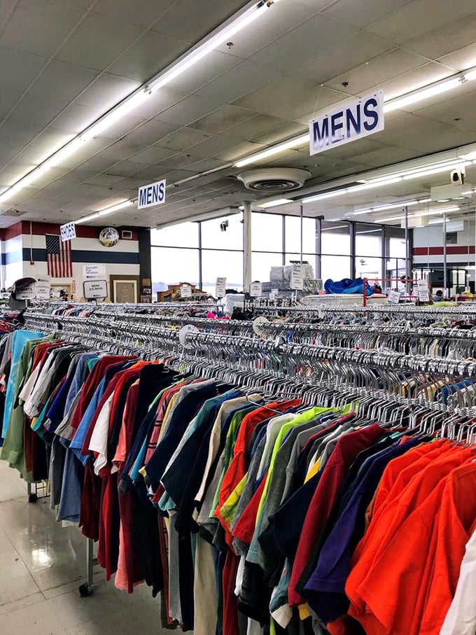 Men's clothing stretches to the horizon&mdash;a kaleidoscope of colors where yesterday's fashion statements await tomorrow's ironic or practical revival.