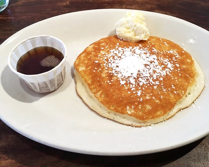 Simple perfection on a plate. This pancake doesn't need a Broadway production of toppings to steal the show.