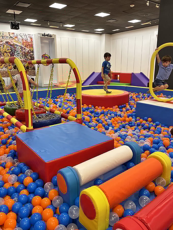 This vibrant ball pit playground is every parent's secret weapon&mdash;tire the kids out while you contemplate which store deserves your next fifty dollars.