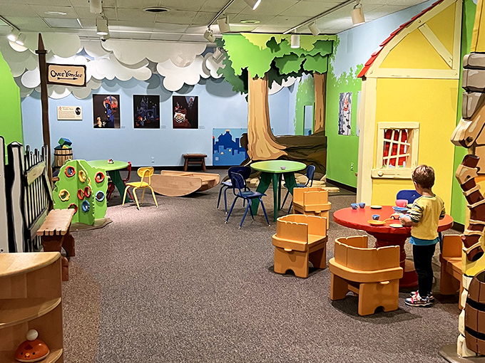 Not all learning happens behind glass! This colorful play area proves the museum understands that little hands need to touch to truly understand.