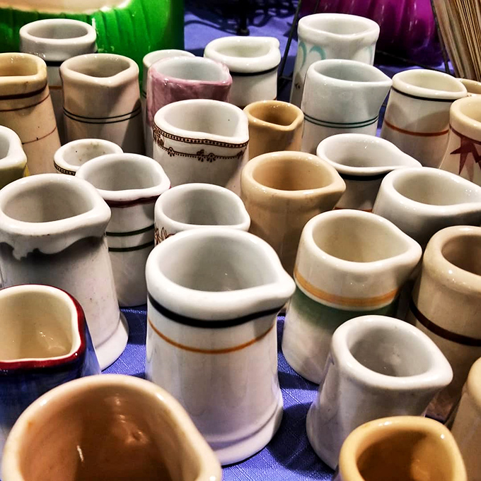 Ceramic creamers stand at attention like tiny soldiers, each with its own personality quirks and potential to become someone's favorite morning companion.