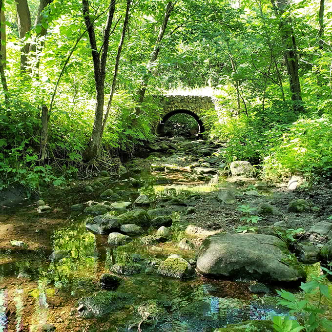 This stone arch bridge isn't just crossing water&mdash;it's spanning centuries of geological storytelling in miniature.