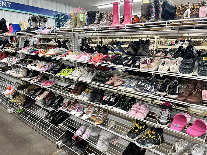 The shoe section rivals Imelda Marcos's closet, offering everything from practical winter boots to those "special occasion" heels you'll wear exactly once.