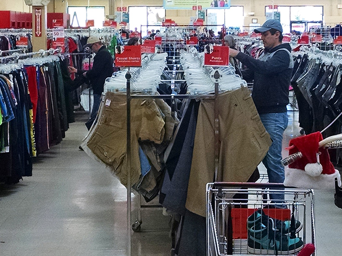 Khaki kingdom! Shorts and pants await their next adventure, whether it's a hike through the Sandias or just Sunday brunch.