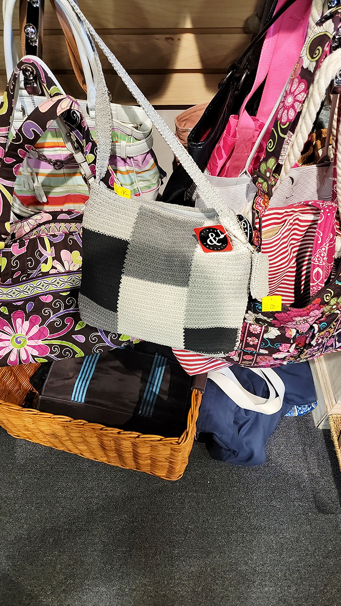 Handbag heaven for the accessory enthusiast. That patchwork tote could carry your farmers market haul with unexpected style.