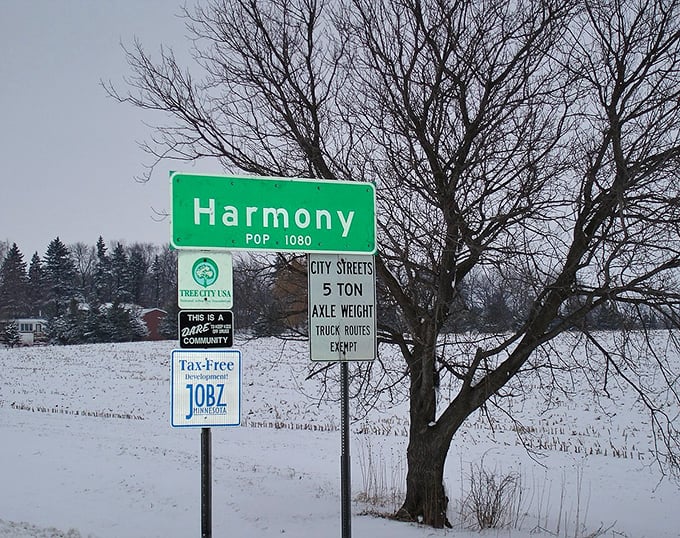The town's welcome sign tells you everything you need to know—population 1,080, where being a "Tree City USA" matters and the pace is delightfully unhurried.