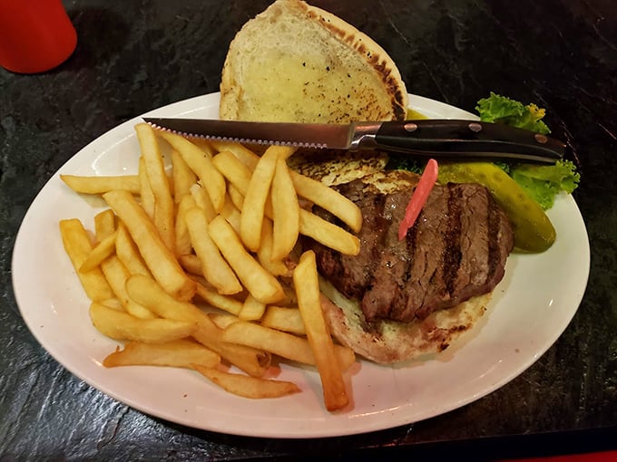 A steak sandwich that doesn't mess around &ndash; thick-cut beef on hearty bread with fries that demand to be noticed.