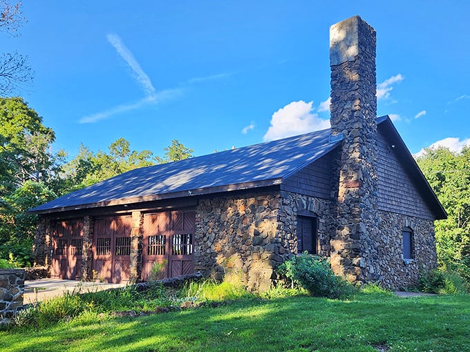 Not your average garden shed! This sturdy stone building looks like it could withstand anything from nor'easters to zombie apocalypses&mdash;Connecticut practicality meets storybook charm. 