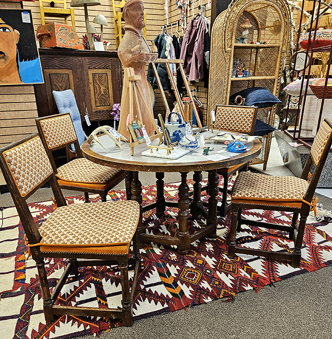 Tables and chairs ready to host countless future meals, arguments, homework sessions, and life-changing conversations over coffee.