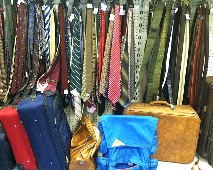 The necktie section&mdash;where corporate careers past have donated their silk nooses for your ironic wedding attire.