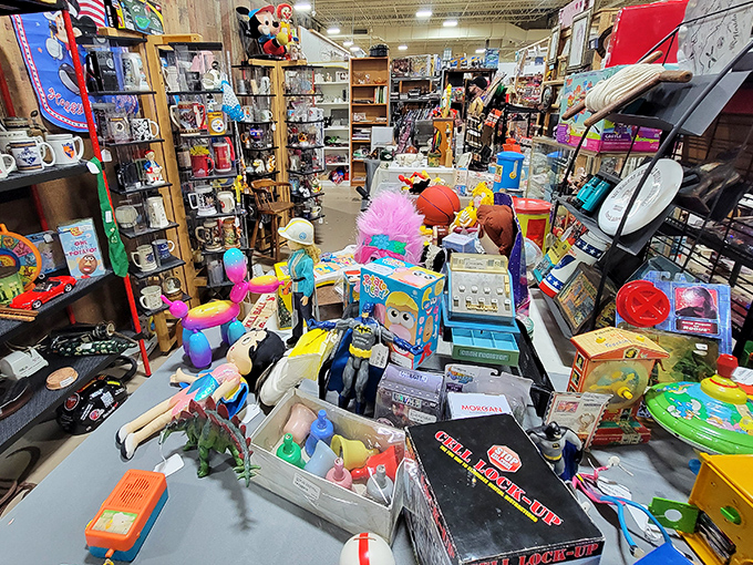 Childhood in three dimensions: where forgotten toys find new homes and adults suddenly remember Christmas mornings from decades past.