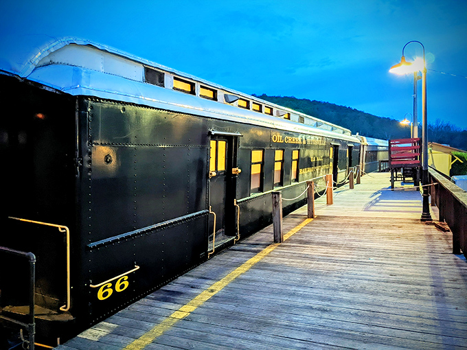 All aboard the nostalgia express! The Oil Creek & Titusville Railroad's vintage cars promise views no smartphone screen can deliver.