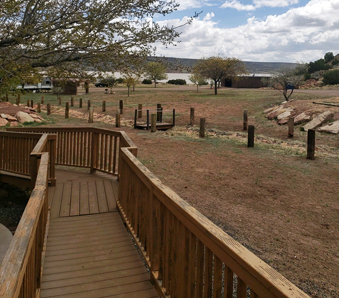 This wooden walkway leads to views that'll make your Instagram followers think you moved to Vermont.