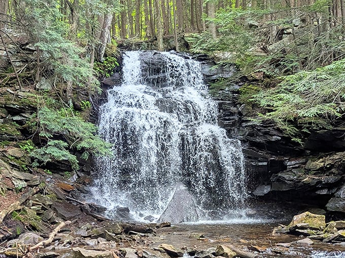 This cascading waterfall in nearby Worlds End State Park proves Mother Nature was the original Instagram influencer.