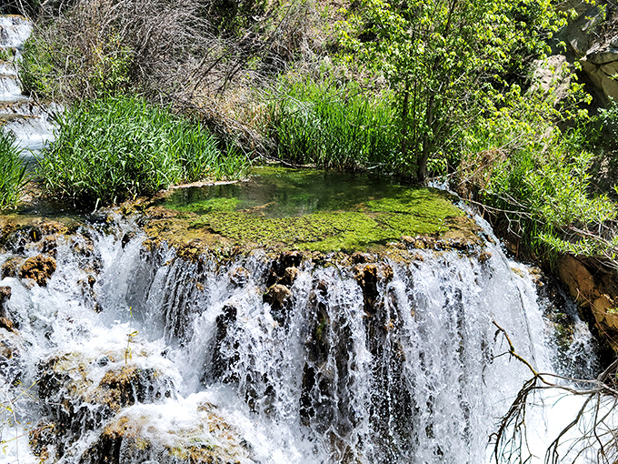 A smaller cascade creates nature's perfect infinity pool. If it weren't for the chilly mountain water, you'd swear you were at a five-star resort.