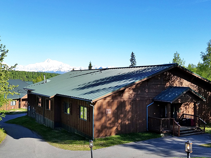This rustic lodge with Denali peeking over its shoulder is what "room with a view" truly means. Five-star scenery with a side of wilderness comfort.