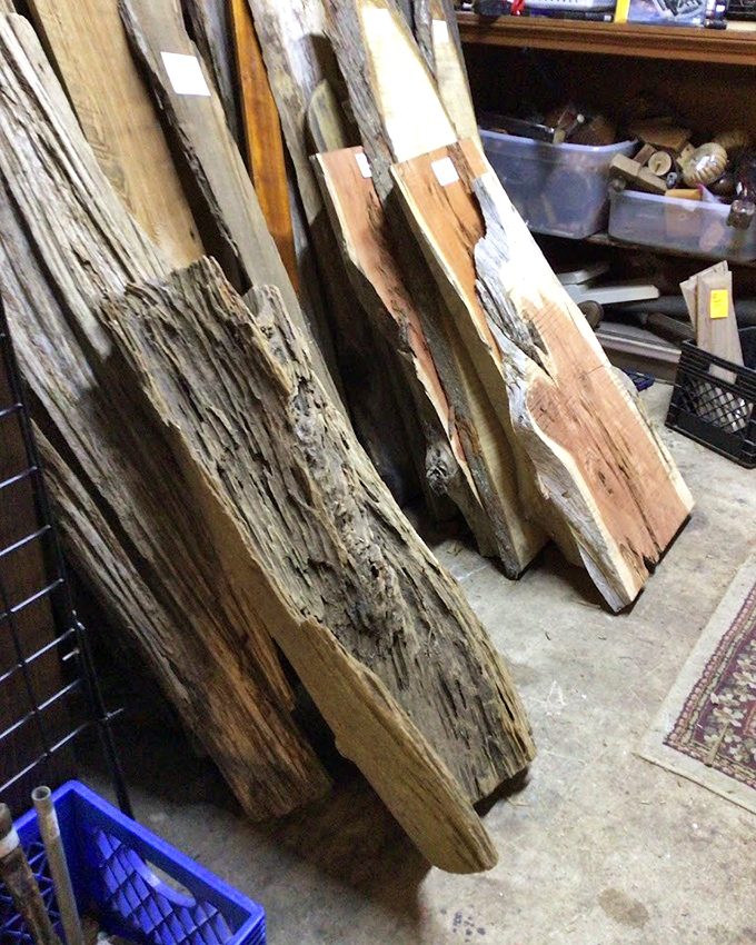 Nature's artwork waiting for creative minds. These raw wood slabs could become statement tables that start conversations at your next dinner party.