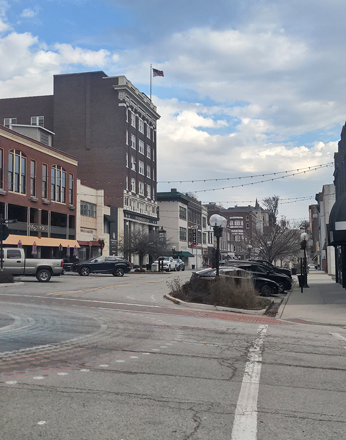Alton's downtown skyline stands proud with that tall brick building flying Old Glory, like a sentinel keeping watch over decades of Midwestern history.