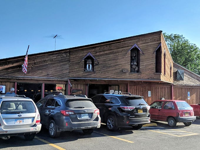 The rustic wooden exterior houses decades of burger-making wisdom and a loyal following of Alaskan burger enthusiasts.