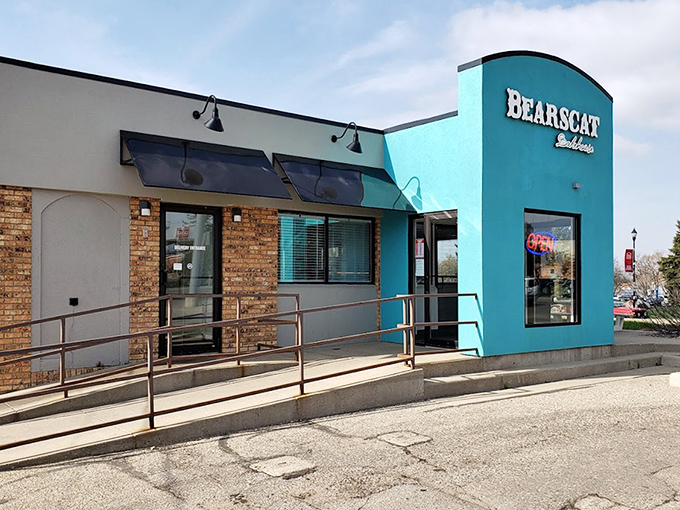 Bearscat's Minot location pops with personality &ndash; that turquoise exterior is as bold as their donut flavors.
