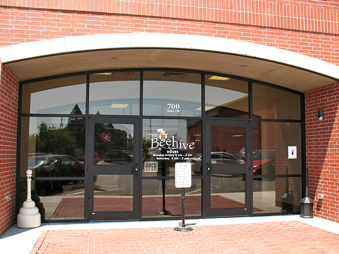 The Beehive's charming brick entrance welcomes you downtown like an old friend with really good stuff.
