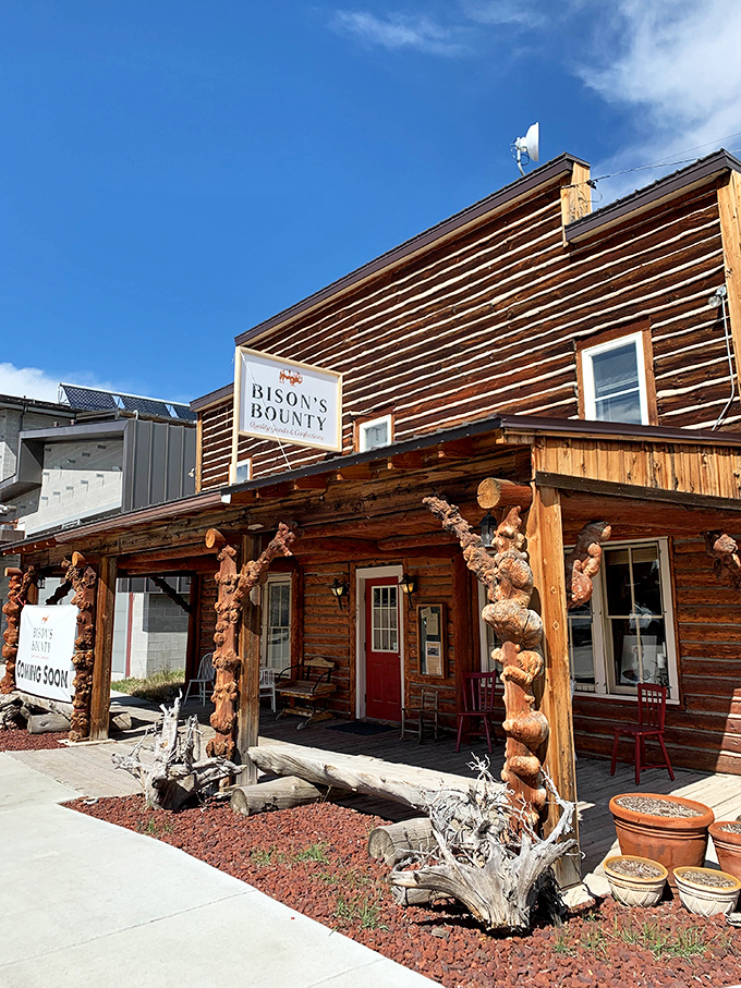 Bison's Bounty embraces Wyoming's rustic spirit with a log cabin bakery that feels perfectly at home.