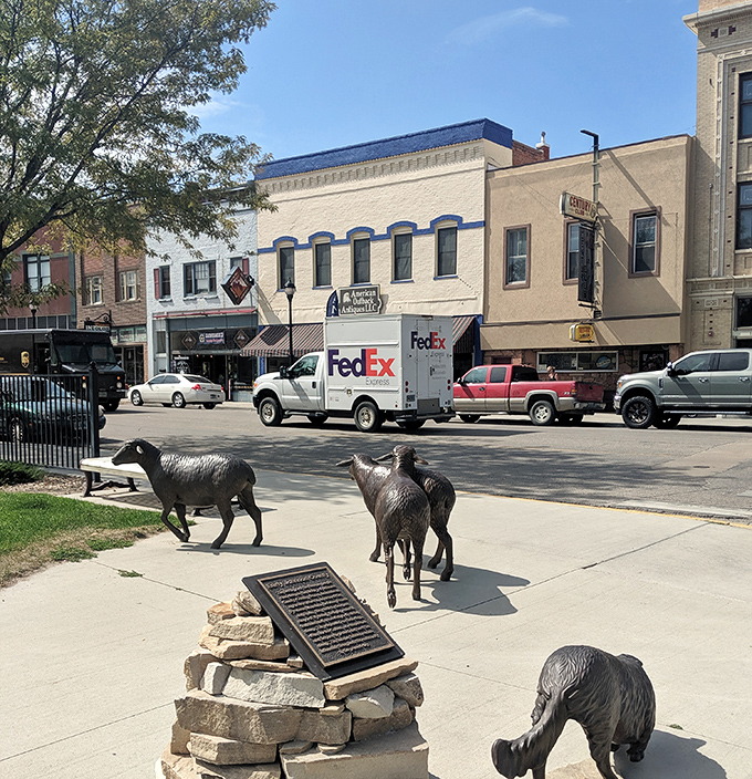 Even the sheep statues in Buffalo seem to be window shopping! Downtown's historic charm comes with a side of whimsical art.