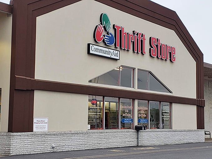 CommunityAid's distinctive red signage stands out like a beacon for bargain hunters. This place turns thrifting into a community celebration.