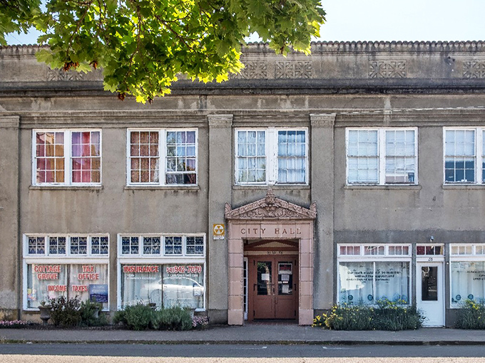Classic small-town storefronts that look like they haven't changed since the Eisenhower administration.