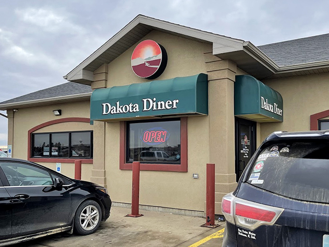 Dakota Diner's classic design whispers promises of fluffy pancakes and coffee that keeps coming all morning long.