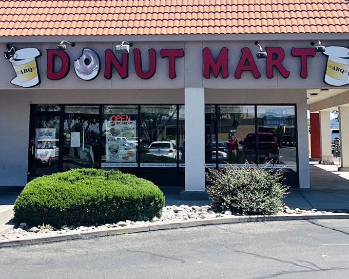 Donut Mart's retro sign promises exactly what Albuquerque craves: no-nonsense deliciousness without the hipster price tag or pretentious toppings.