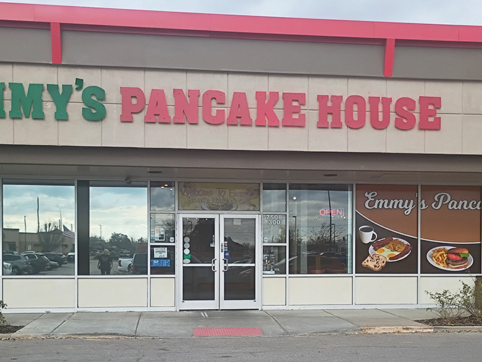 Emmy's Pancake House keeps it simple – the sign tells you exactly what they do best. No frills, just pancake perfection waiting inside.
