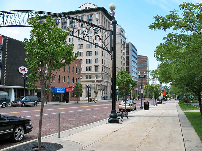 Flint's downtown architecture tells stories of boom, bust, and resilient comeback. That mid-century building has seen it all and stands ready for more.