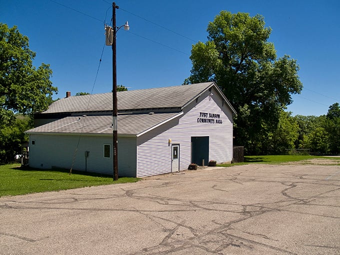 Fort Ransom's community hall stands ready for gatherings that bring neighbors together like extended family reunions.